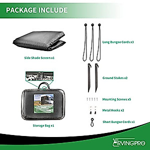 RVINGPRO RV Awning Side Shade Screen 9'x 7' Breathabe Black Mesh Sunshade for Camper Trailer Canopy, UV Sun Blocker Complete Kits