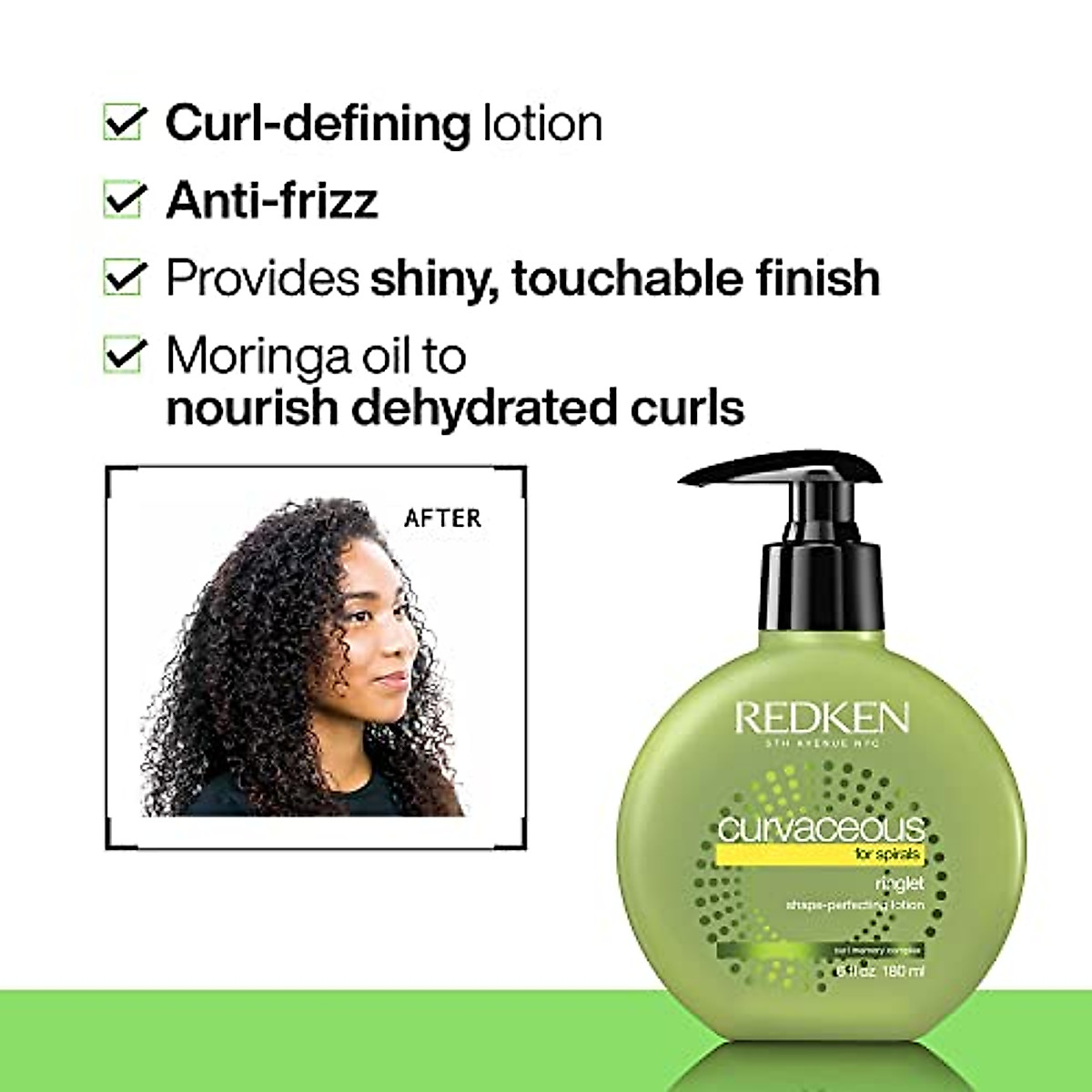 Redken Curvaceous Ringlet Shape Perfecting Lotion | For Curly Hair | Anti-Frizz | Curl Defining Hair Lotion | 6 Fl Ounce