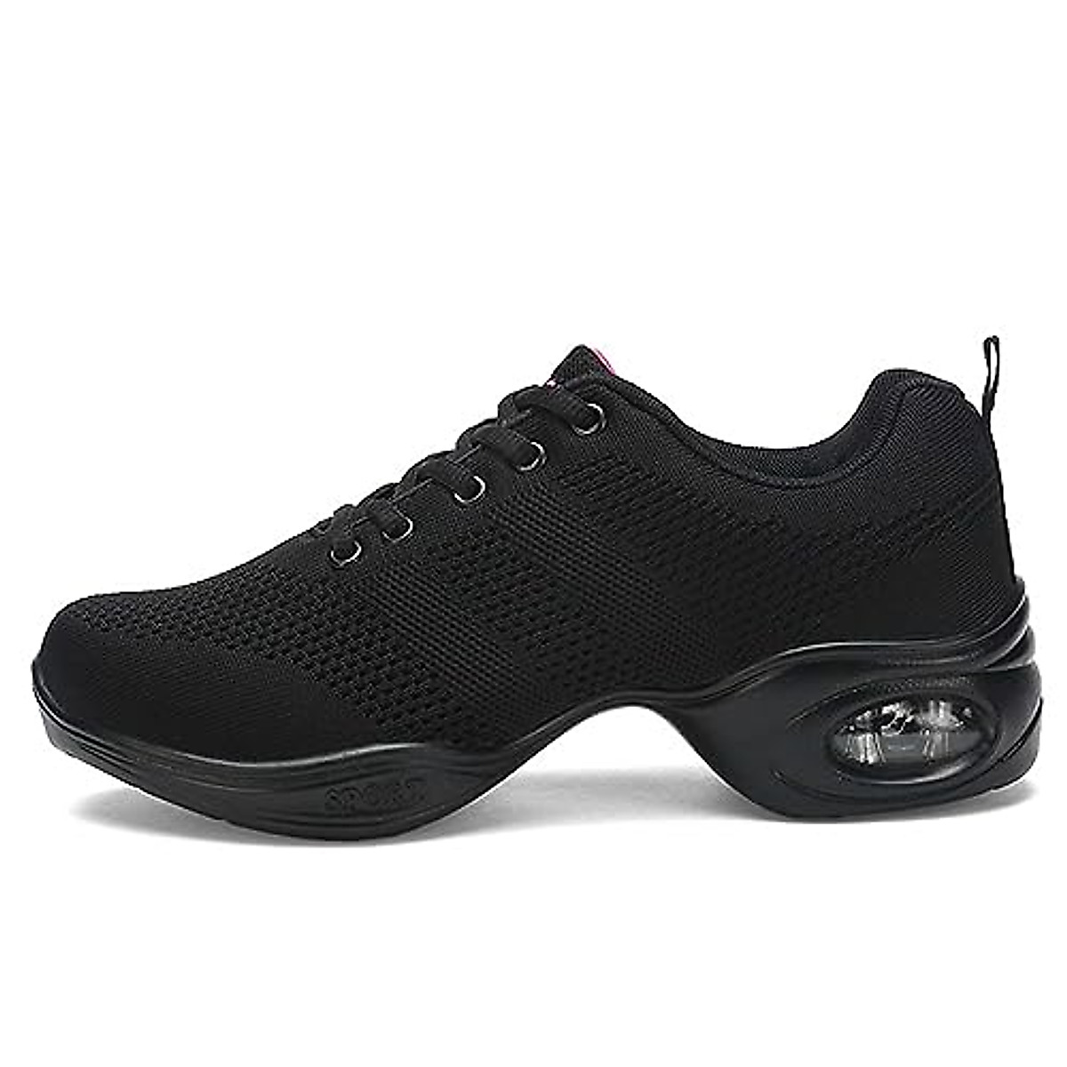 Dance Sneakers for Women, Women's Jazz Shoes Lace-up Split Sole Dance Sneakers Breathable Air Cushion Zumba Dancing Shoes Hip Hop Athletic Walking Shoes Black 39