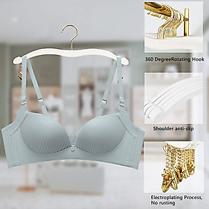 Besser 10 Pack Lingerie Hangers with Gold Metal Clips,Imitation Wood Grain Bralettes Bikini Hangers,Plastic Material Hangers for Bras,Tank Tops,Bralettes, Bikini