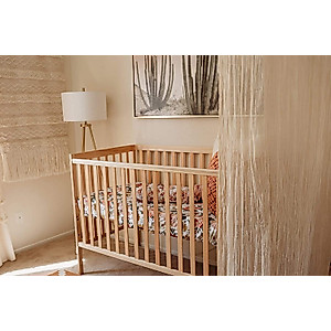 Fitted Crib Sheet (Mini Size) - Garden Floral (White) Design, Woven 100% Cotton for Baby Girl Infant Nursery Bedding and Bassinet Mattress Cover Inspiration by Mini Wander