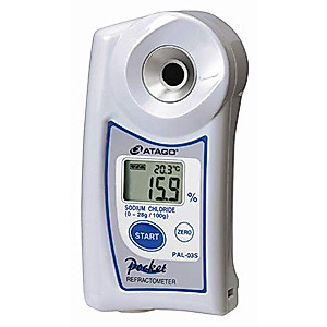 Atago 4403 PAL-03S Digital Hand-Held Pocket Salinity Refractometer, Special Scale for Sodium Chloride (g/100g)