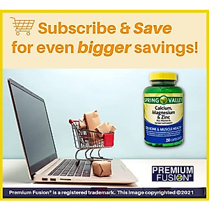 Calcium Magnesium & Zinc Plus - Vitamin D3 Coated Caplets | 250 Caplets | Spring Valley - Healthy Bones, Teeth, Nerve, Muscle, Heart & Immune Function + Vitamin Pouch and Guide to Supplements