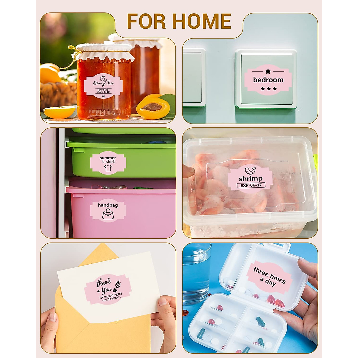 Phomemo Pink Thermal Labels for Shipping Label Printer for Small Business Supplies - 3" x 2" Commercial Grade Round Stickers Roll for Custom Stickers Personalized & Business - 500 Pink Labels/Roll