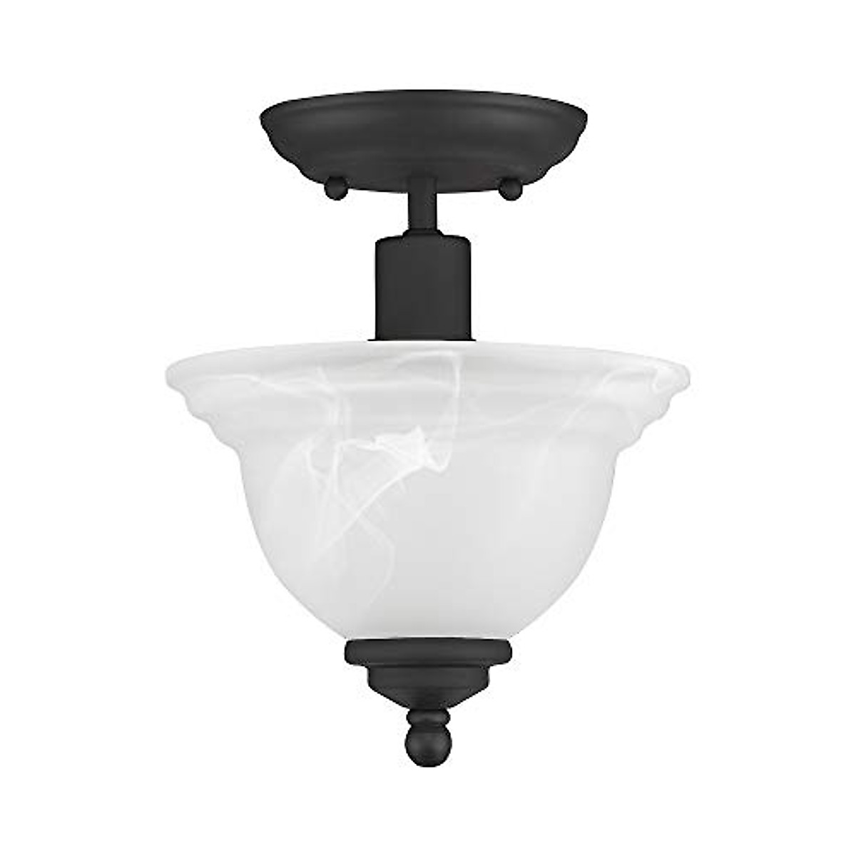 Livex Lighting 4250-04 Flush Mount with White Alabaster Glass Shades, Black