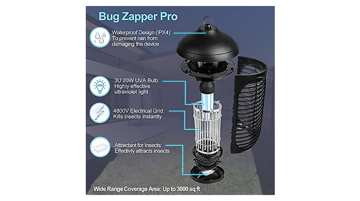 Lunatino 4800V Bug Zapper - Powerful Waterproof Mosquito Killer