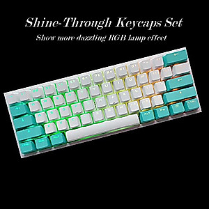 XVX PBT Keycaps - Keycaps 60 Percent, Suitable for GK61/RK61/Anne/Ducky/DK61 Mechanical Keyboard, Double Shot Backlit OEM Profile PBT Keycaps Set, with keycap Pulle (OEM Profile, Tiffany Color)