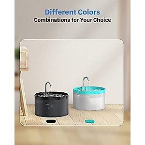 Cat Water Fountain, GIOTOHUN Faucet-Shaped 67oz/2L Cat Fountain, Super Silent , Built-In Led Light, Activated Carbon Filter, Translucent Water Tank, Suitable for Multiple Pets, Black