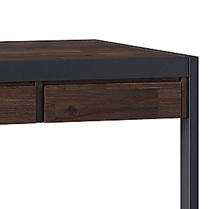 SIMPLIHOME Erina SOLID WOOD and Metal Modern Industrial 60 inch Wide Home Office Desk, Writing Table, Workstation, Study Table Furniture in Distressed Charcoal Brown with 2 Drawers