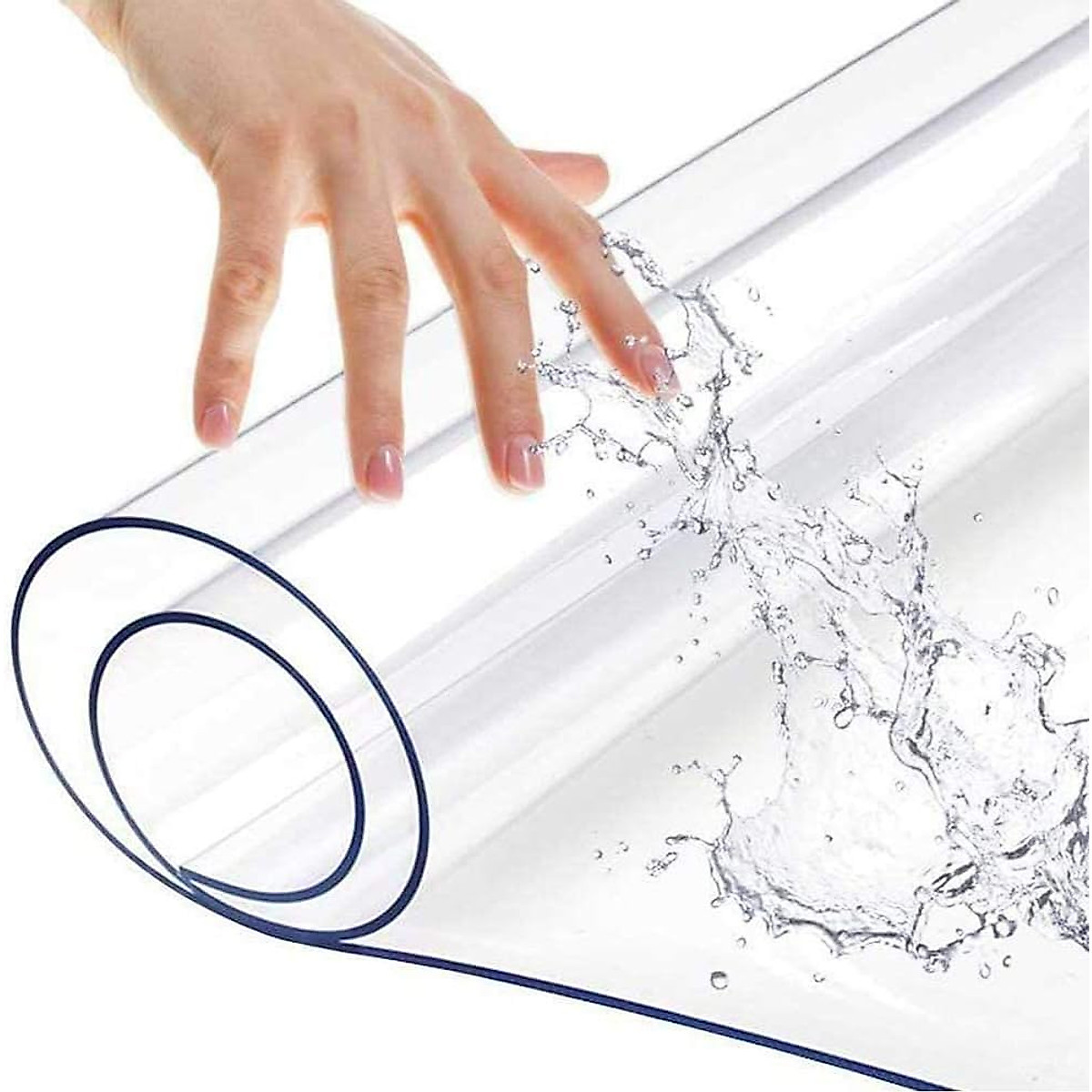 tonchean 2mm Thick Clear PVC Table Cover Protector 79 x 40inch Rectangular Plastic Tablecloth Desk Pad Plastic Table Cover, Waterproof & Easy Clean for Kitchen Wood Table
