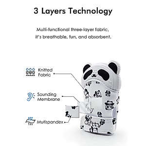 Giftty Baby Teething Mitten Panda Teether Mitt Chewing Glove Infant Toy Teething Glove Baby Chew Mitt with Finger Toothbrush BPA-Free for Baby Boys Girls - 1 Pair + 1 Toothbrush