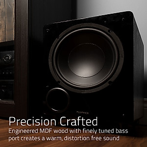 Fluance DB10W 10-inch Low Frequency Powered Subwoofer for Home Theater (Natural Walnut)