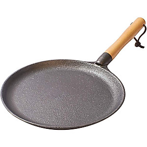 XD Designs Pancake Crepes Frying Pan Cast Iron, Induction, with Beech Handle, Skillet for Steak Pizza, Frying Eggs, for Breakfast,-18cm