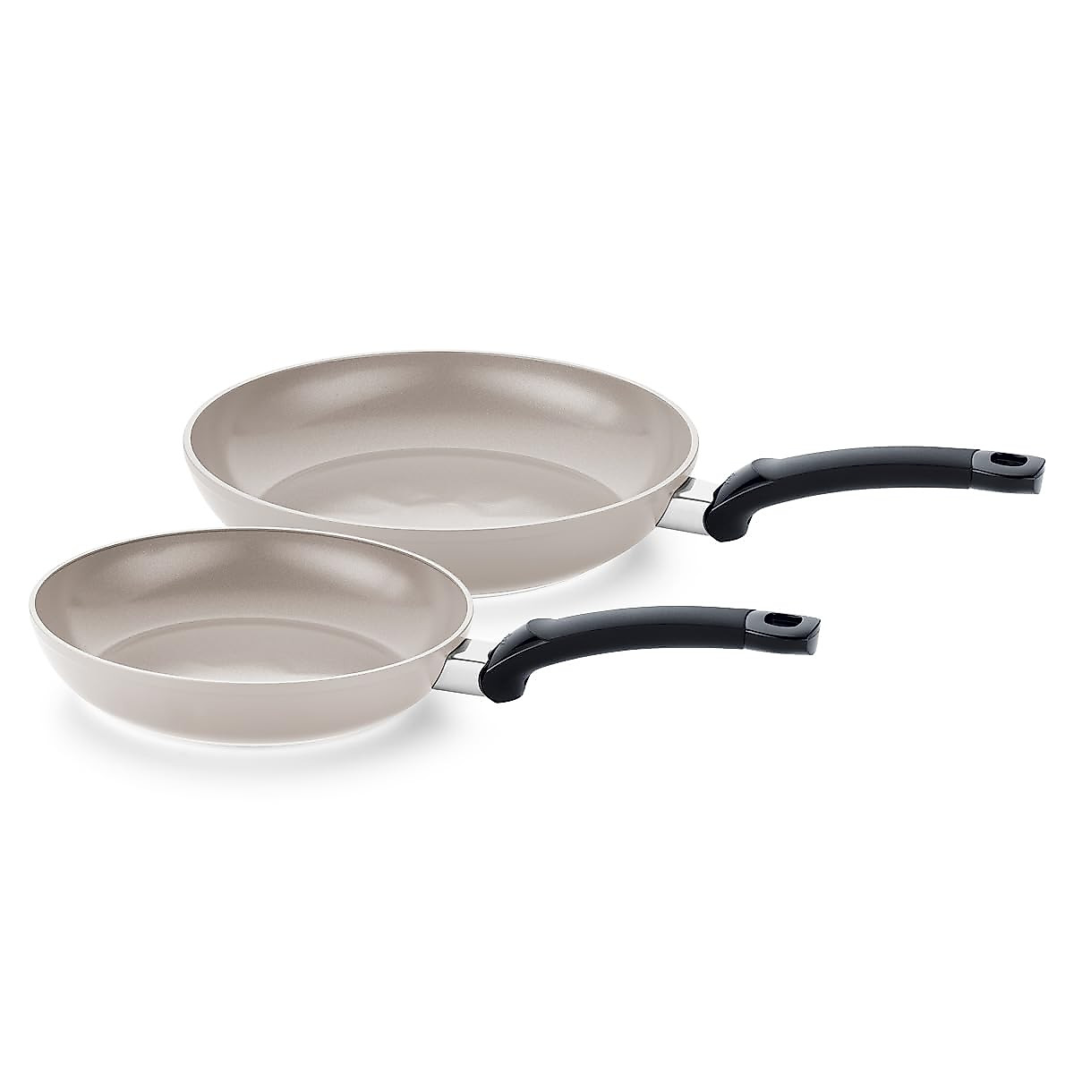 Fissler Ceratal Classic Ceramic Non-Stick Frying Pan 2 Piece Set, 9.5 Inch and 11 Inch, Warm Grey, Made without PFAS