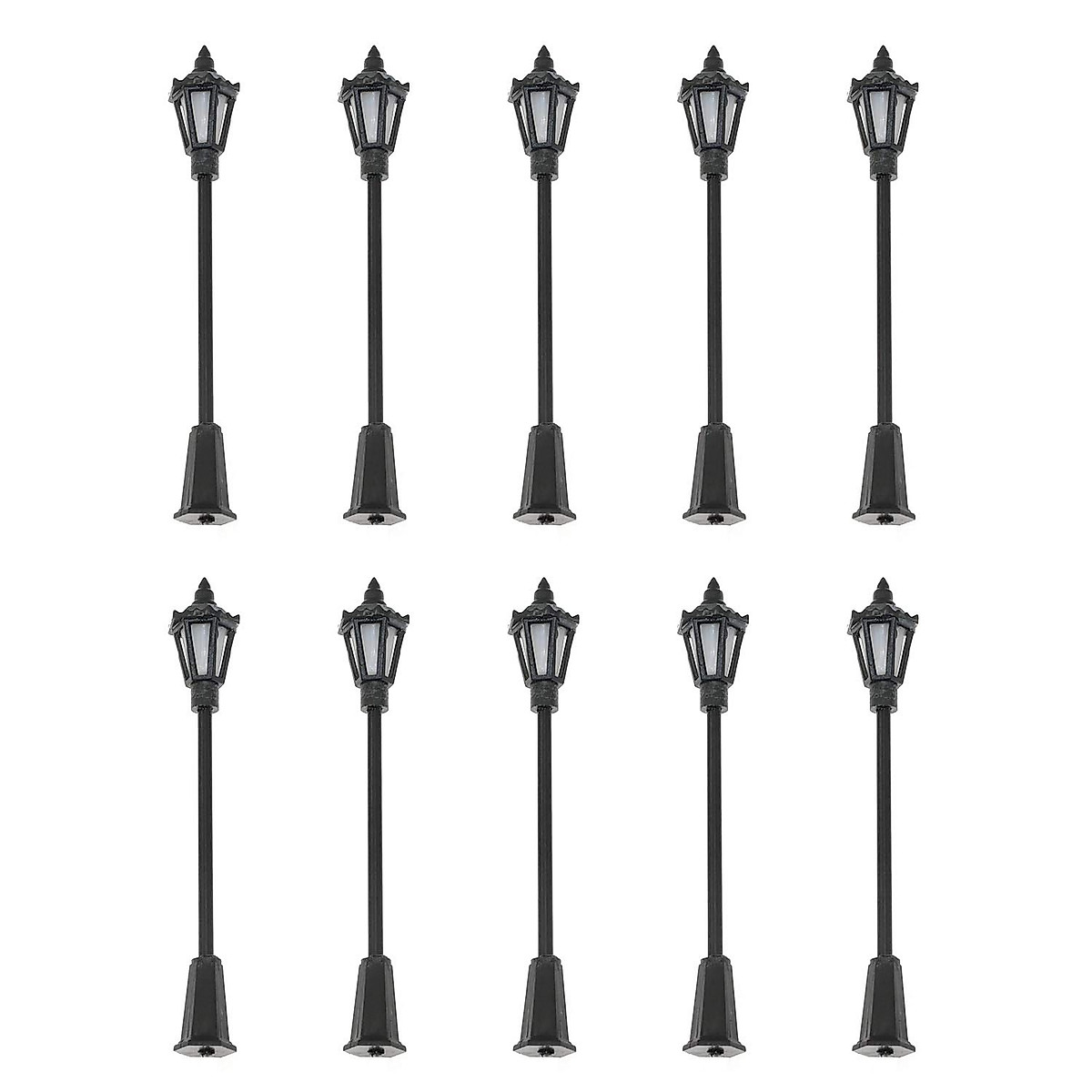 Maxmoral 10pcs 70mm Model Railway Antique Lamp Garden Street Light HO OO TT Scale 1:100 New