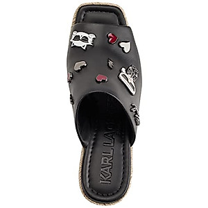 Karl Lagerfeld Paris Women's Corissa Slip on Espadrille Wedge Sandal, Deep Black, 9