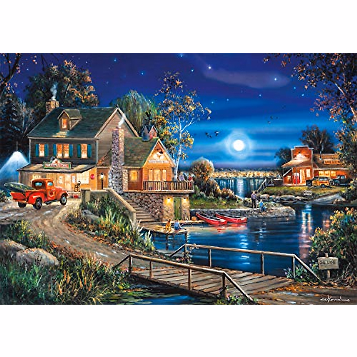 Buffalo Games - Beachcombers - 750 Piece Jigsaw Puzzle Multicolor, 24" L X 18" W & Days to Remember - Autumn Memories - 500 Piece Jigsaw Puzzle, Blue,red, Brown, 21.25" L X 15" W