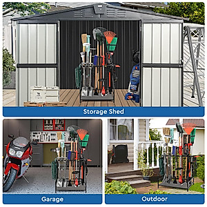 WEYIMILA Garden Tool Organizer for Garage, Yard Tool Storage, Garden Tool Rack, for Shed Home Outdoor, Up to 58 Long-Handled Tools, Garden Tool Stand, Heavy Duty Steel, Black