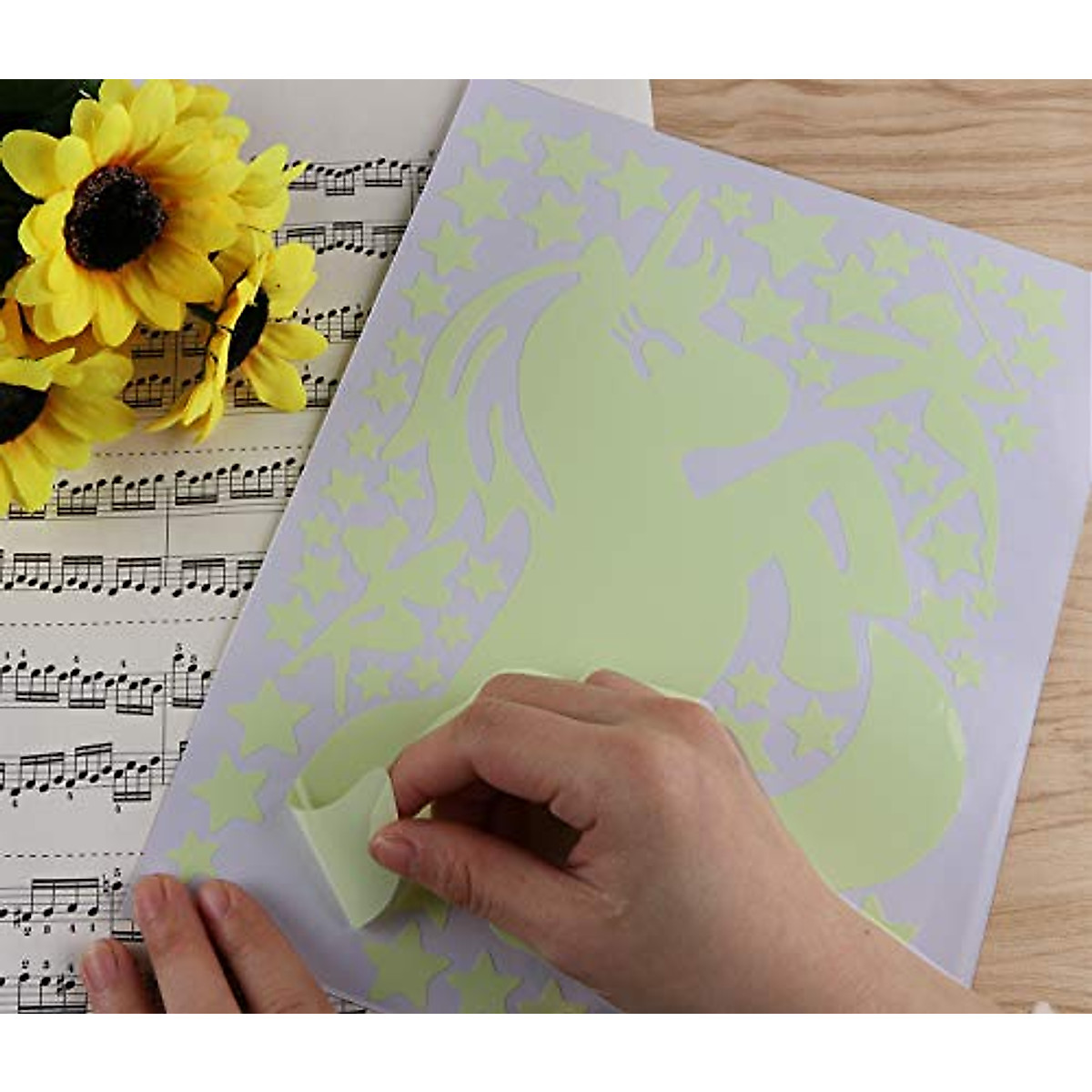 BENBO Wall Decals Glow in Dark Cute Horse Stars Fairytale Fairy Wall Stickers DIY Kids Girls Bedroom Home Nursery Room Wall Mural Decor