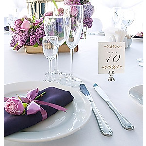 Alpine Industries Place Card Holder - Harp Style Table Name Place Card Holder- Tabletop Number, Photo, and Menu Stand - Great for Restaurants, Weddings Banquets - Silver (Pack of 12)