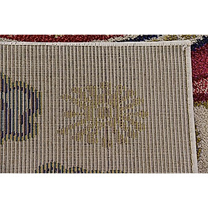 Unique Loom Estrella Collection Colorful, Paisley, Floral, Abstract, Modern Area Rug, 5 x 8 ft, Beige/Pink