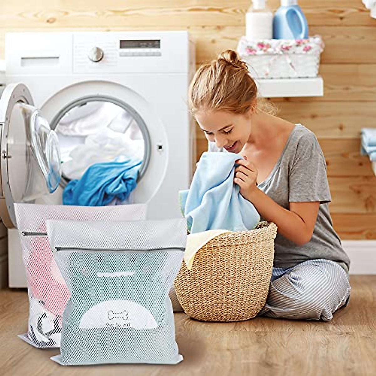 Vivifying Mesh Laundry Bags, 2 Pack 23.6" x 19.7" Large Honeycomb Mesh Wash Bags for Washing Machine, Delicates Clothes, Sweater, Coats, Stuffed Toys, Blanket (White)