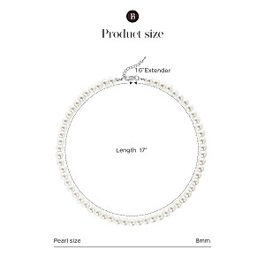 BABEYOND Round Imitation Pearl Necklace Wedding Pearl Necklace for Brides (Diameter of Pearl 8mm)