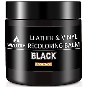 WEYSTOM Leather Recoloring Balm - Black Leather Repair Kit for Furniture, Leather Dye, Recolor, Renew, Repair & Restore Aged, Faded, Cracked, Peeling and Scuffed Leather