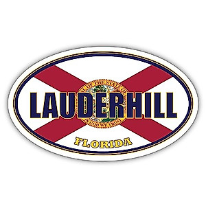 3 Pack 2x3 inches | Lauderhill City Florida State Flag | FL Flag Broward County Oval State Colors Construction Toolbox, Hardhat, Lunchbox, Helmet, Mechanic, Luggage