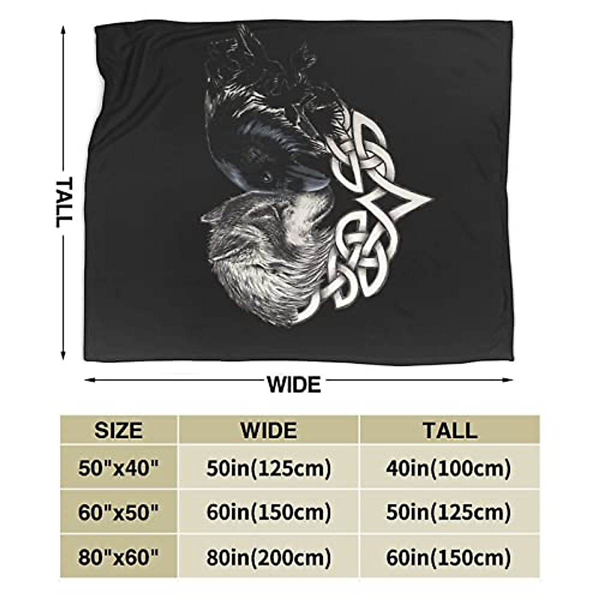 Fuevdvrri Viking Norse Wolf Raven Rune Mezcla Flannel Plush Soft Throw Blanket for Couch Cozy Lightweight Decorative
