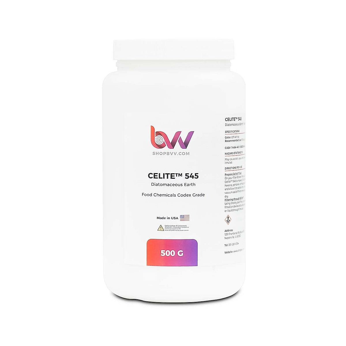 BVV Celite 545 Diatomaceous Earth (Food Codex Grade) 4.5 Micron-1000 Grams
