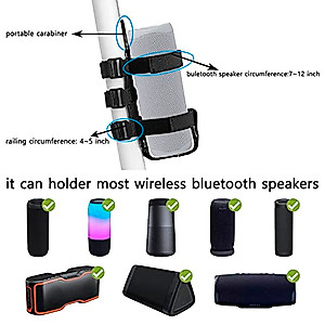 Necmetu 2-Strap Style Portable Boat Speaker Mount,Portable Speaker Holder for Boat Railing Frame,Waterproof Outdoor Adjustable Strap Fits Most Bluetooth Wireless Speakers Stabilizer Straps,Black