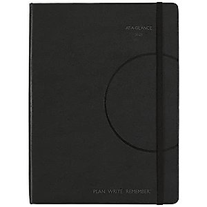 AT-A-GLANCE 2023 Weekly & Monthly Planner, Plan. Write. Remember, Hourly Appointment Book, 7-1/2" x 10", Large, Pocket, Bungee Closure, Black (70695005)
