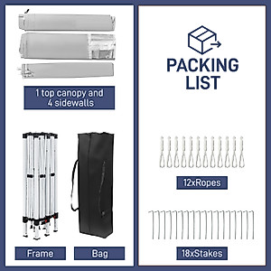 10'x20' Pop Up Canopy Tent with 4 Sidewalls, Heavy Duty Outdoor Party Tent with Carry Bag, Portable Commercial Instant Canopies and Folding Wedding Tent for Garden, Backyard, Patio (White)