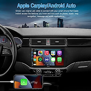 Hieha Car Stereo Compatible with Apple Carplay and Android Auto, 7 Inch Double Din Car Stereo with Bluetooth, Touch Screen Car Radios MP5 Player with A/V Input, Backup Camera, Mirror Link, SWC