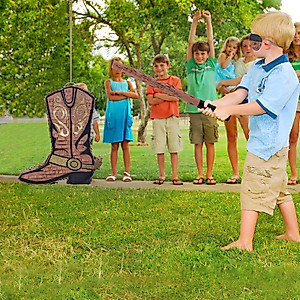 Deekin 3 Pcs Cowboy Boot Piñata Set Cute Western Piñata with Stick Eye Mask Large Piñata for Kids School Sports Bridal Shower Birthday Party Decorations Supplies