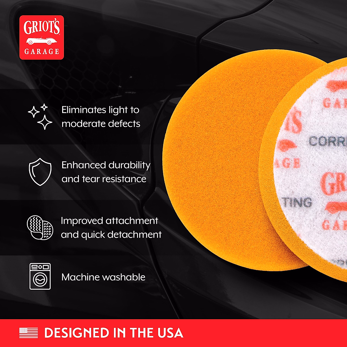 Griot's Garage 11241 3" Orange Foam Correcting Pads (Set of 3)