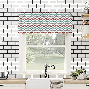 Artwork Store Valances Windows Curtain Gray and White Chevron Zig Zag Kitchen Valances Rod Pocket Window Treatment Short Curtains Valance for Window 1 Panel,42 by 18 inches