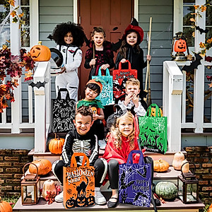 DULEFUN 6pcs Large Halloween Tote Gift Bags, Halloween Trick or Treat Bags with Handles Reusable Non-Woven Goodie Candy Bags for Gifts Wrapping Halloween Party Favor Supplies