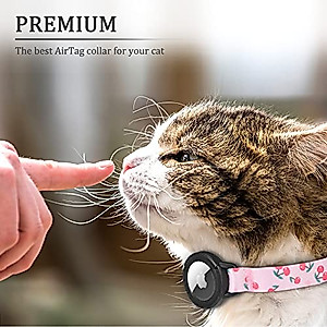 Upgraded AirTag Cat Collar, FEEYAR Integrated GPS Cat Collar with Apple Air Tag Holder and Bell [Pink], Safety Elastic Band Tracker Cat Collars for Girl Boy Cats, Kittens and Puppies 9-13 Inch