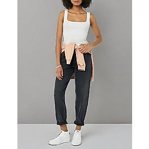 Amazon Essentials Women's Slim Fit Square Neck Tank, Pack of 2, White, Small