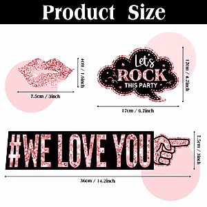36 Pcs Birthday Photo Booth Props Kit 40th- 50th-60th Happy Birthday Wedding Party Favors Supplies Bday Party Decor Photobooth Funny Cute Holiday Selfie Supplies(Rose Gold and Black)