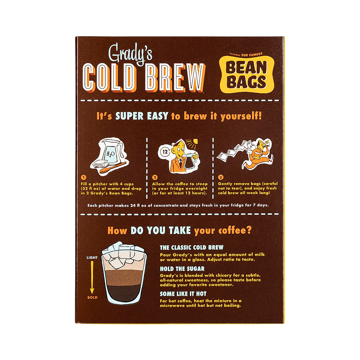 GRADY’S COLD BREW Coffee Pouches | New Orleans Style | 100% Arabica Ground Coffee & Chicory | TWO Boxes of Four Easy-to-Brew Bean Bags | Makes 24 drinks