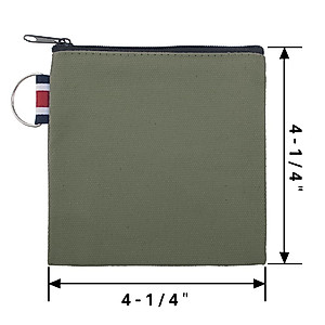 Muka 12 Pack Coin Pouch 4-1/4 x 4-1/4 Inches Cotton Canvas Bags with Metal Ring Mixed Colors, Jewelry Case