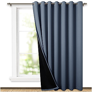 NICETOWN Vertical Blind for Window, Total Shade Patio Door Curtain, Heavy-Duty Full Light Shading Sliding Door Drape Room Divider Curtain (Stone Blue, 1 Panel, 100 inches Wide x 84 inches Long)