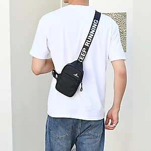 FAIME Sling Bag for Women Chest Bag with 5 Colors One Strap Backpack for Men Outdoor Sports Running Cycling Hiking (Black)