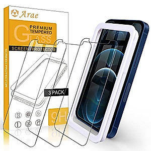 Arae Screen Protector for iPhone 12 Pro Max, HD Tempered Glass Anti Scratch Work with Most Case, 6.7 inch, 3 Pack