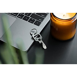 CLOSS 8 in 1 Titanium Multitool Keychain- Bottle Opener, Screwdriver and Wrench (Black) (1, Black)