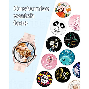 HUAKUA Smart Watches for Women Men (Answer/Make Calls) Compatible with iPhone/Android Phones, Reloj para Mujer Hombre Round Fitness Tracker with Heart Rate Monitor Sleep/Steps Tracker Waterproof Pink