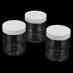 SOUJAP 24 Pack 8oz Plastic Jars with White Lids Bulk, 250ml Empty Clear Storage Slime Containers for Kitchen and Household Food Storage of Dry Goods